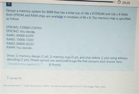 Solved Design A Memory System For 8088 That Has A Total Size