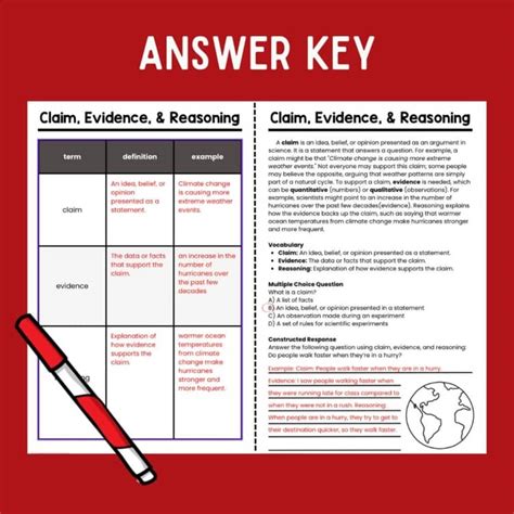 Claim Evidence And Reasoning Notes And Reading Science Notebook Passage