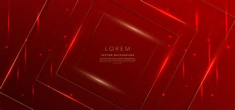 짙은 빨간색 배경에 추상적인 금색 사각형 선이 조명 효과와 텍스트 복사 공간으로 반짝입니다 럭셔리한 수상 디자인 스타일 시상식에 대한 스톡 벡터 아트 및 기타 이미지
