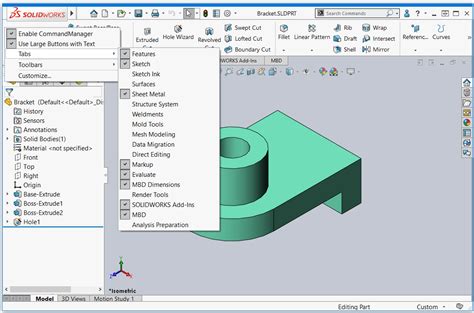 Solidworks 2020 Command Manager And Toolbar Controls