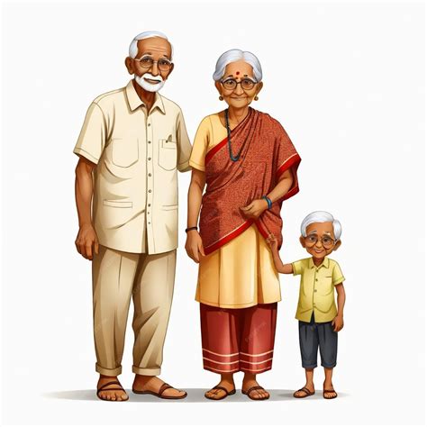 Premium Vector Indian Grandpa And Grandma Vector Set White Background Isolated