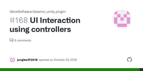 Ui Interaction Using Controllers · Issue 168 · Valvesoftware Steamvr Unity Plugin · Github