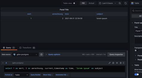 Wrong Columns In Query Result In Query Inspector Table Panel Doesnt