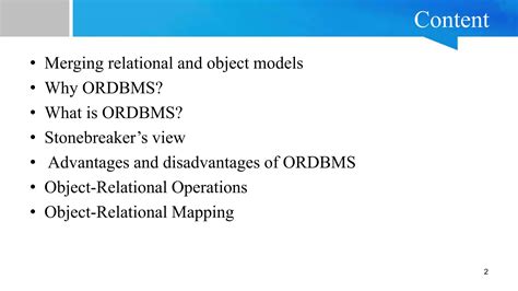 Object Relational Database Management Systemordbms Pptx Databases