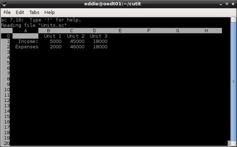 Command Line Spreadsheet