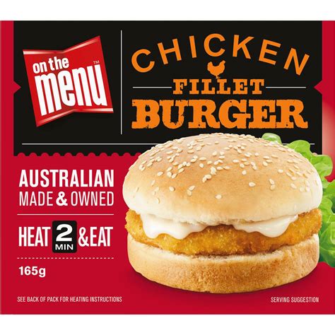 On The Menu Ready Go Eat Burgers Fried Chicken Frozen Meal 165g