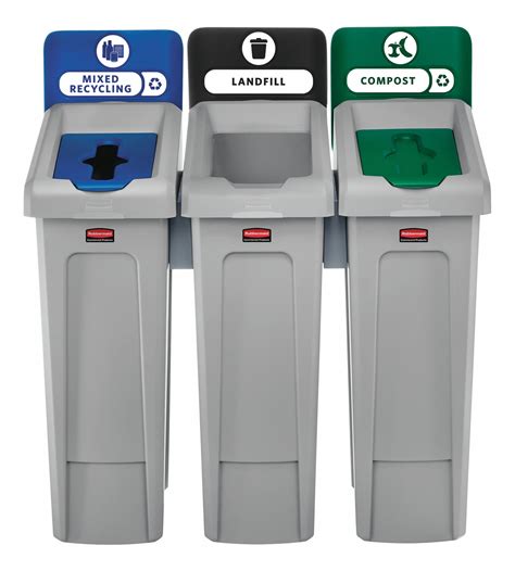 Rubbermaid Commercial Products Rectangular Gray Recycling Station