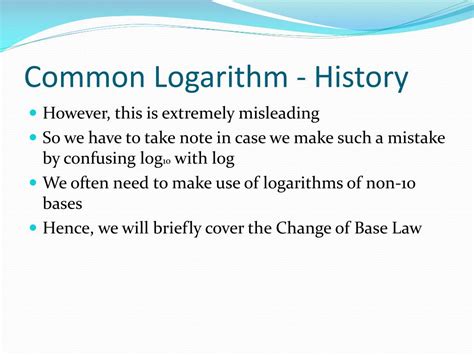 Ppt Logarithm Common And Natural Logarithms Powerpoint Presentation Id 6011667