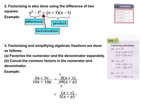Chapter 2 Factorization And Algebraic Fractions F2 Pptx Physics Science