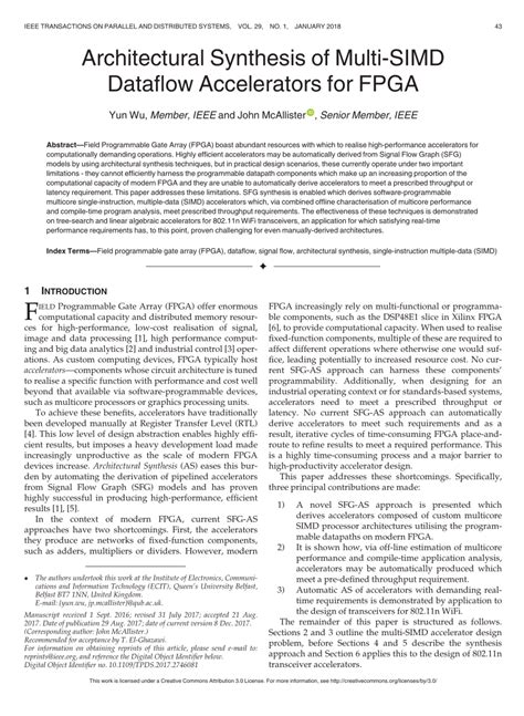 Pdf Architectural Synthesis Of Multi Simd Dataflow Accelerators For Fpga