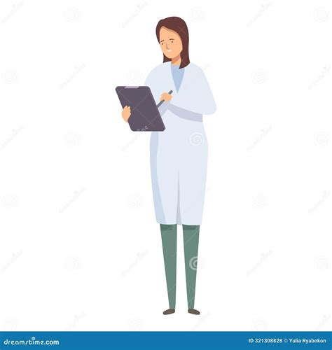 Friendly Female Doctor Is Writing On A Clipboard Stock Vector