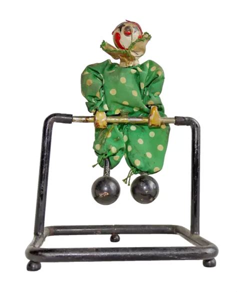 Jouet MÉcanique Ancien Clown Acrobate Trapéziste Circus Vintage Toy Eur