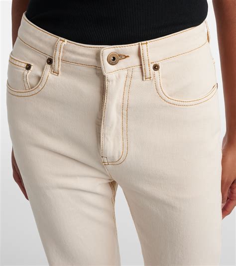 Embroidered Flared Jeans In White Burberry Mytheresa