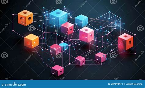 Blockchain Technology Concept With 3d Cubes On Dark Background Vector Illustration Generations