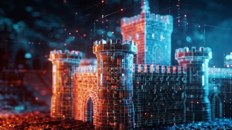A Digital Castle Guarded By Powerful Encryption Algorithms And Tingedge Security Protocols Stock