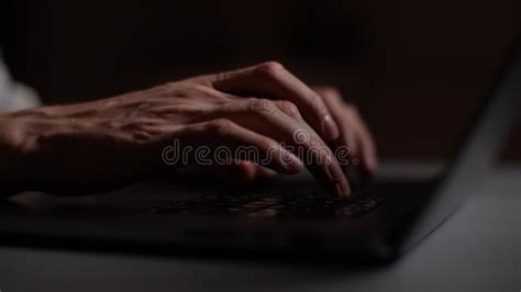 Close Up Hands Of Unrecognizable Hacker Programmer Working Typing On