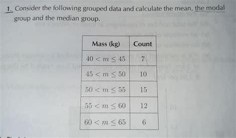 solved 1 consider the following grouped data and calculate the mean