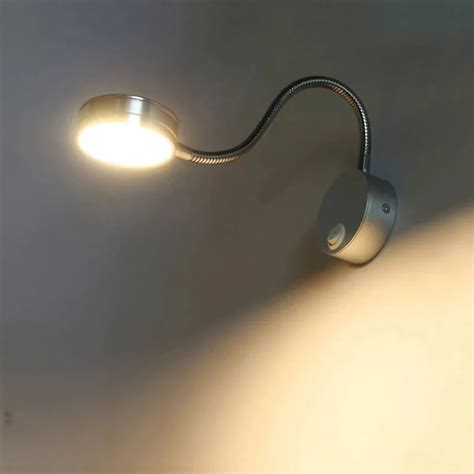 파이프 3w5w Led 그림 조명 벽 돌출 침대 옆 야간 램프 고정 장치 Onoff 버튼 실버 쉘 거실 티몬