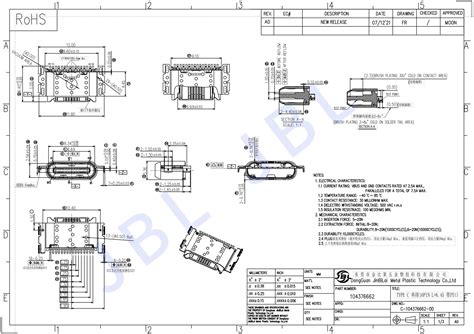 Type C Connector Waterproof Female 16pin Usb3 0 With Mid Mount L6 45