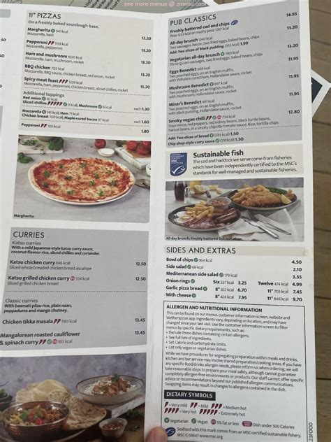 Menu At The Windmill Pub And Bar England London Stansted Airport