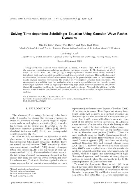 Pdf Solving Time Dependent Schrödinger Equation Using Gaussian Wave Packet Dynamics