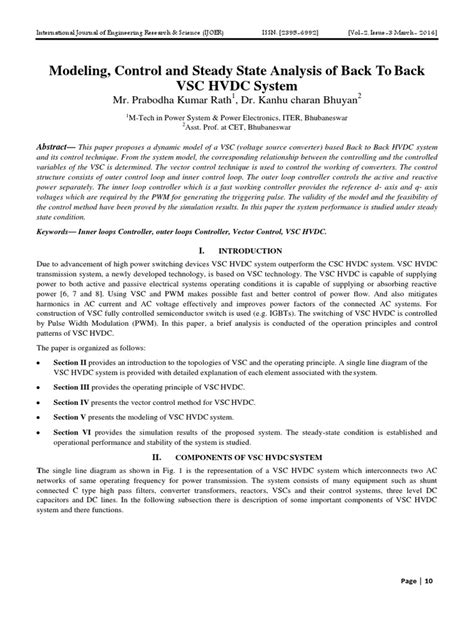 Engineering Journal Modeling Control And Steady State Analysis Of Back To Back Vsc Hvdc System