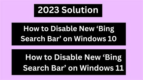 How To Disable New Bing Search Bar On Windows 10 Desktop YouTube
