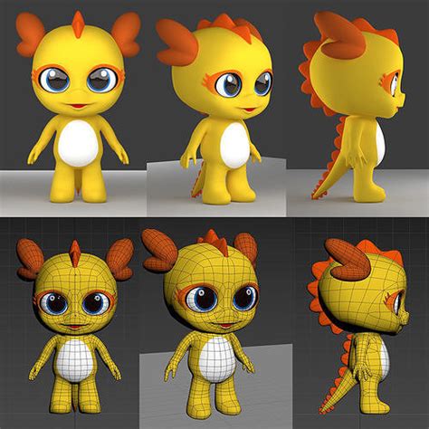 3d Model Ds Dragon Character Animated Vr Ar Low Poly Cgtrader