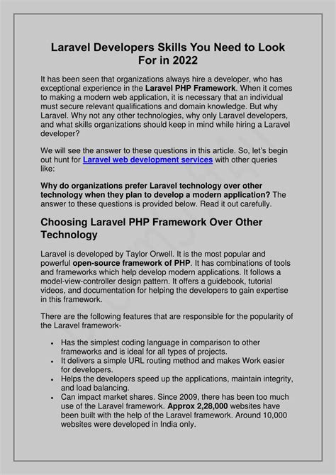 Ppt Laravel Developers Skills You Need To Look For In 2022 Powerpoint Presentation Id11482850