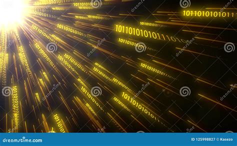 Computer Binary Code Chains Moving To Cpu Conceptual 3d Illustration