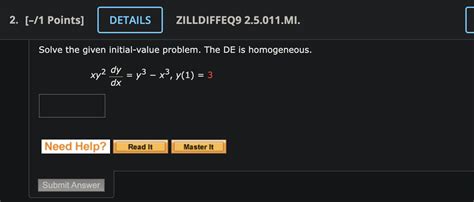 Solved Zilldiffeq9 25011mi Solve The Given Initial Value