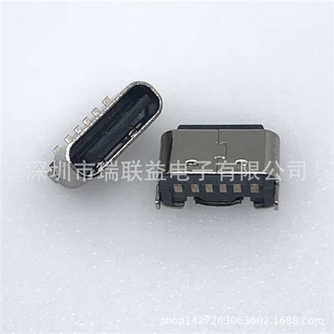 Usb Type C 6p立贴母座 舌片外露 高度4 8mm简易type C母座连接器 阿里巴巴