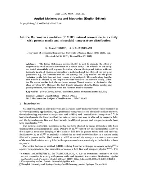 Pdf Lattice Boltzmann Simulation Of Mhd Natural Convection In A