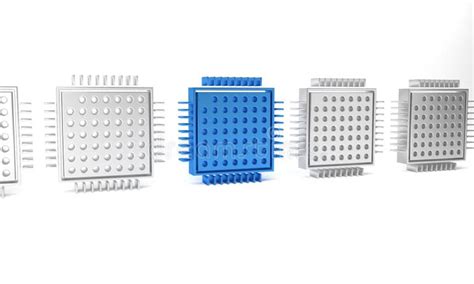 Blue Processor Icon Isolated On White Background Cpu Central