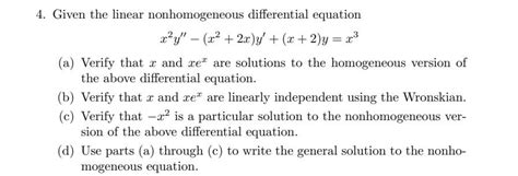 Solved 4 Given The Linear Nonhomogeneous Differential