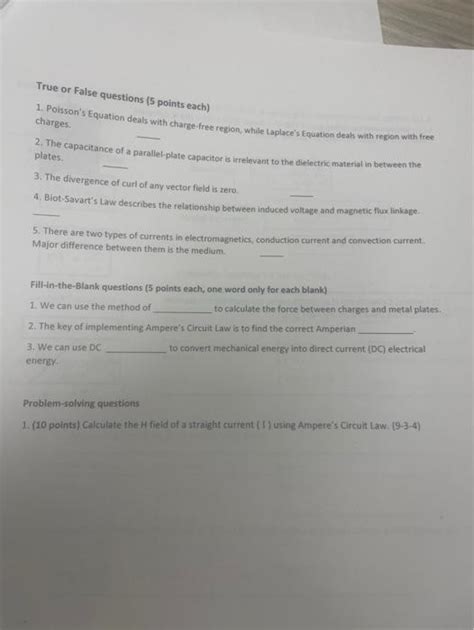 Solved True Or False Questions Points Each Poisson S Chegg