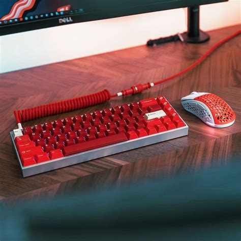 Gaming Setup With Red Keyboard And Mouse