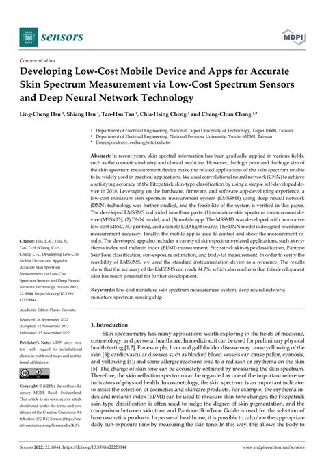 Pdf Developing Low Cost Mobile Device And Apps For Accurate Skin Spectrum Measurement Via Low
