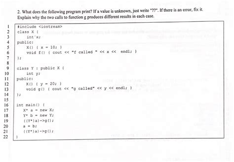 Solved 2 What Does The Following Program Print If A Value