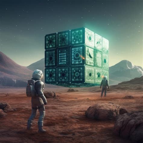 Premium Ai Image Astronaut In Outer Space With Cube