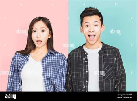 Shocked And Surprised Face Of Couple Lover Stock Photo Alamy