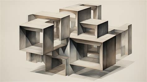 premium photo overlapping cubic forms creating a three dimensional illusion of depth