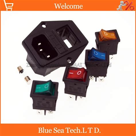 Sample 3 In 1 Rocker Switch With Light Choose AC 01A Fuse Power Socket Plug 4 Pin 15A 250V With