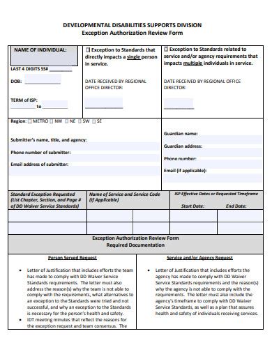 Free 33 Exception Form Samples In Pdf Ms Word