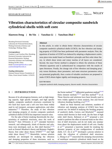Polymer Composites 2022 Dong Vibration Characteristics Of Circular Composite Sandwich