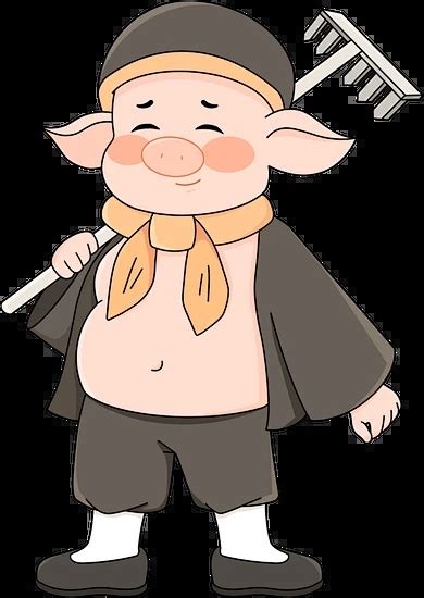 黄色黑色可爱卡通猪八戒插画手绘彩色呆萌描边插画图片 Canva可画 国内外名著人物卡通插画 猪八戒图片 花瓣网