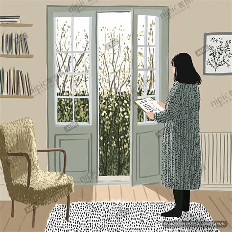 Ai创作图客厅的插画女孩 居家场景插画 书房插画 看书看画册的女生 看书场景家居 窗口看书 窗户边看杂志 阅读插画插图 客厅场景插画 阅读插画 读书女孩插画 家居装饰插画 室内场景插画 看书