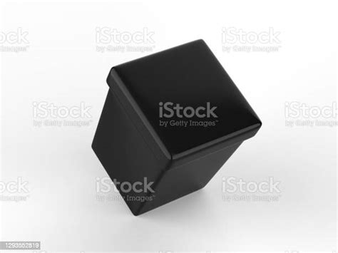 고립 된 흰색 배경에 검은 아이스크림 욕조 모형 플라스틱 상자의 현실적인 렌더링 3d 일러스트 플라스틱 용기에 대한 스톡 사진 및 기타 이미지 Istock