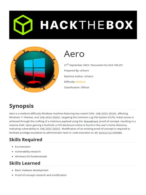 aero hackthebox solution pdf security computer security