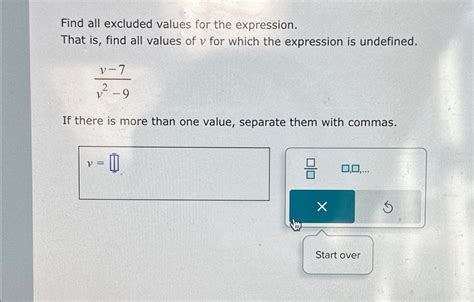 Solved Find All Excluded Values For The Expressionthat Is